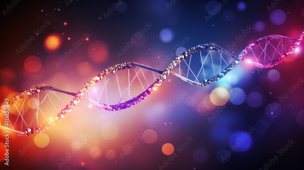 Detailed visualization of dna molecules with double helix structure ...