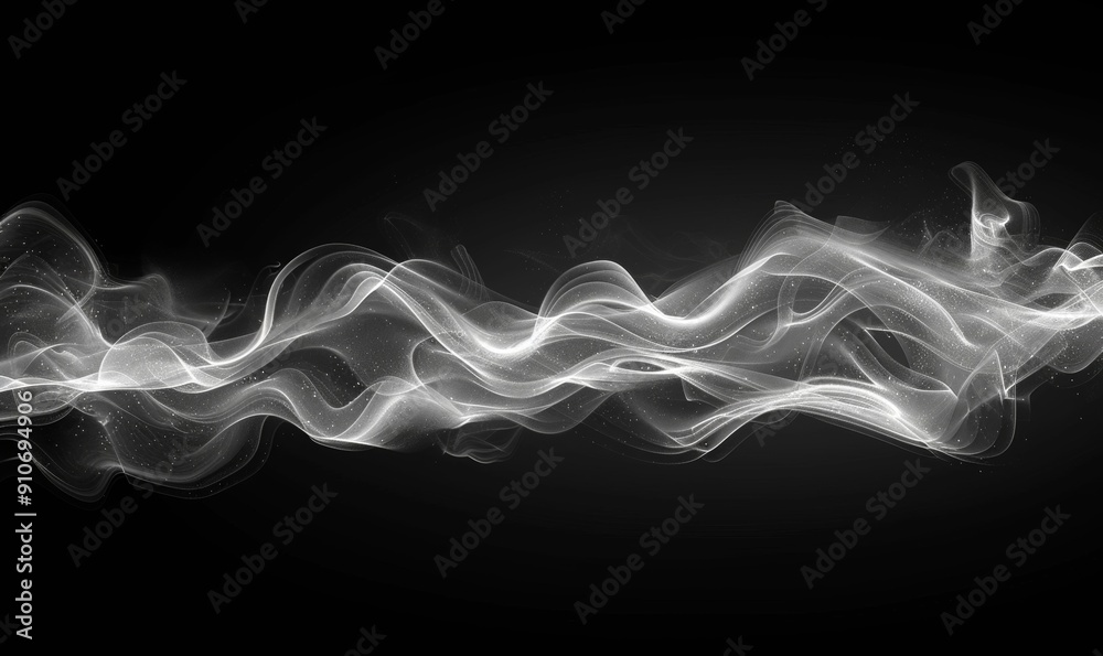 Soft smoke motion on dark backdrop. Gray fume slowly floating rises up ...