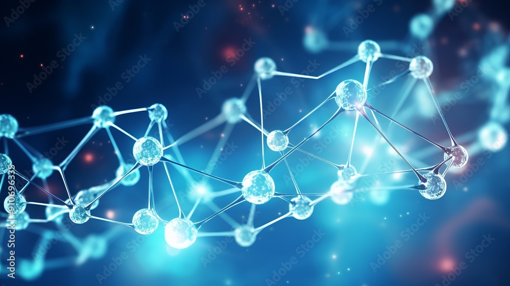 Abstract science background featuring atoms and molecules in motion ...