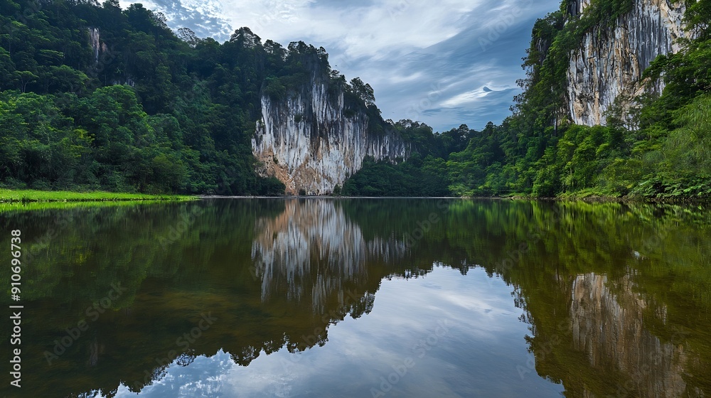 Mirror lake in Ipoh Perak Malaysia The lake surrounded by limestone ...