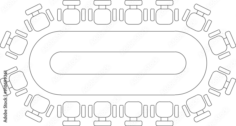 Vector sketch illustration of silhouette drawing of meeting room ...