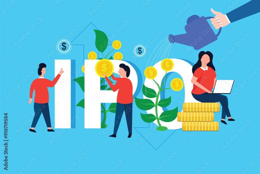 Business IPO stock company concept, vector illustration, trade finance ...