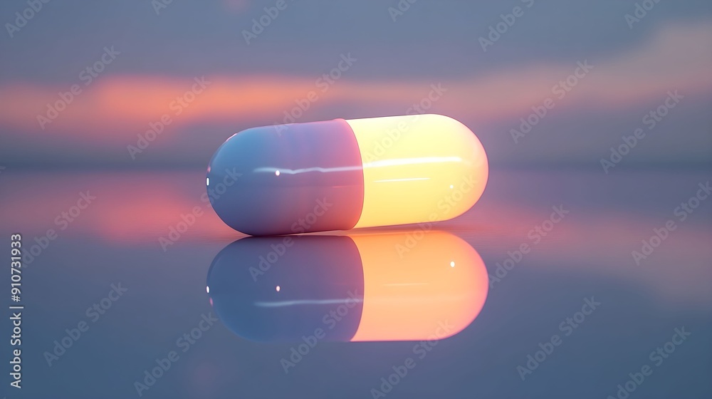 An illustration of a rounded pill, highlighting its details and texture ...