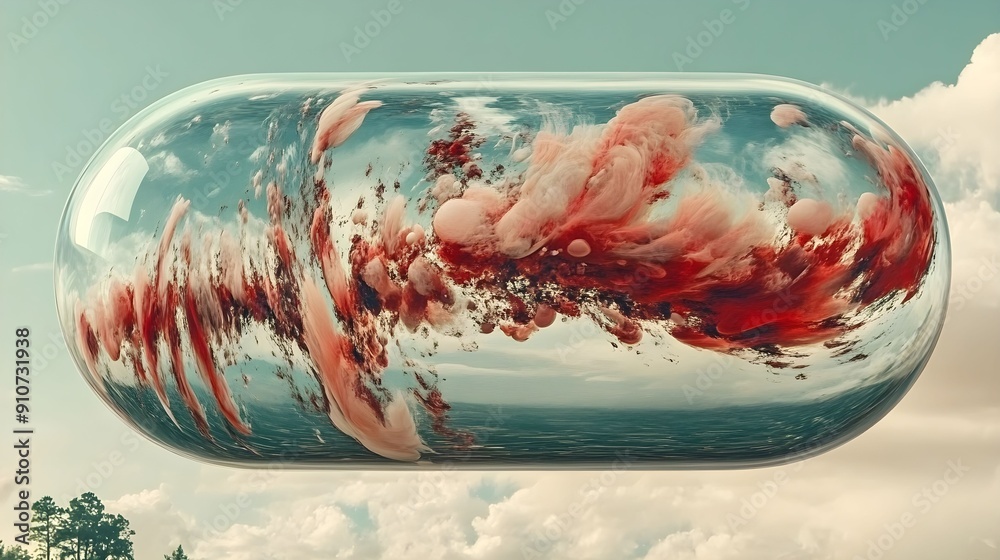 An illustration of a rounded pill, highlighting its details and texture ...