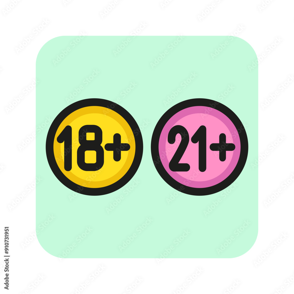 Adult content line icon. X-rated, adult film, parental advisory ...