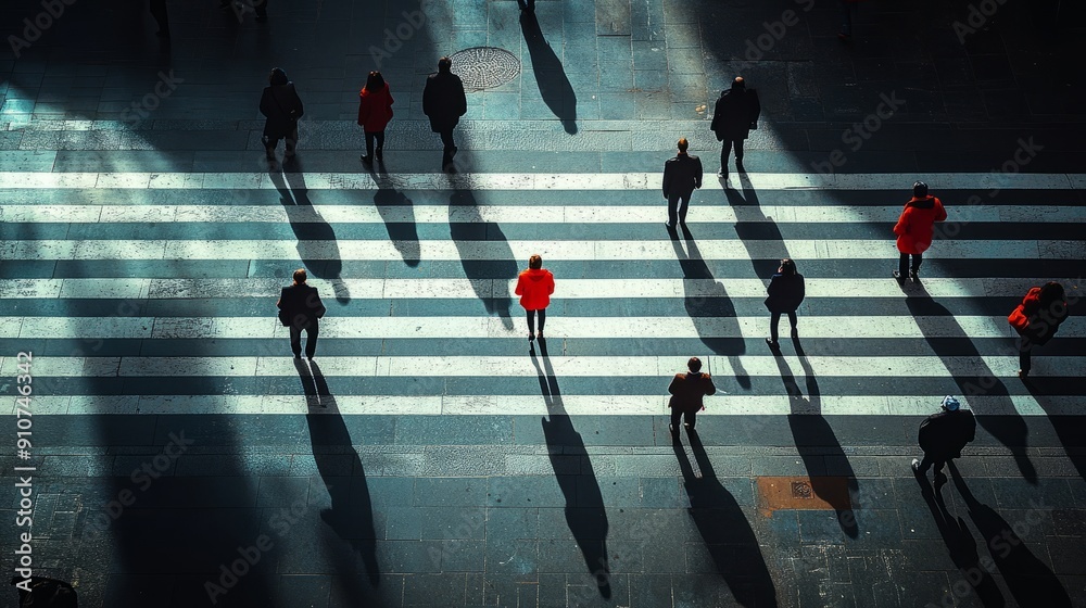 Black people of color and white people of color on a zebra crossing ...