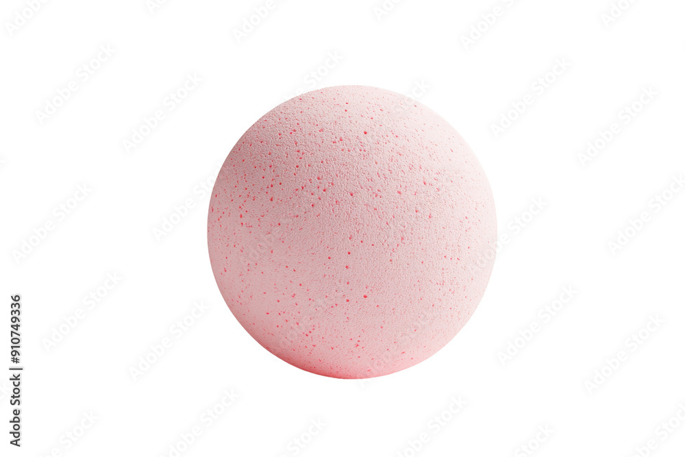 High-resolution image of a pink bath bomb with speckles, isolated on a ...