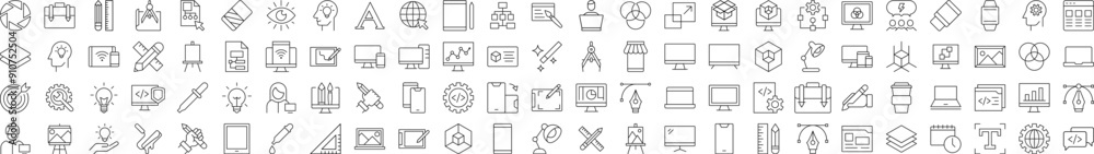 Line Signs of programming, coding, web design, engineering for ...