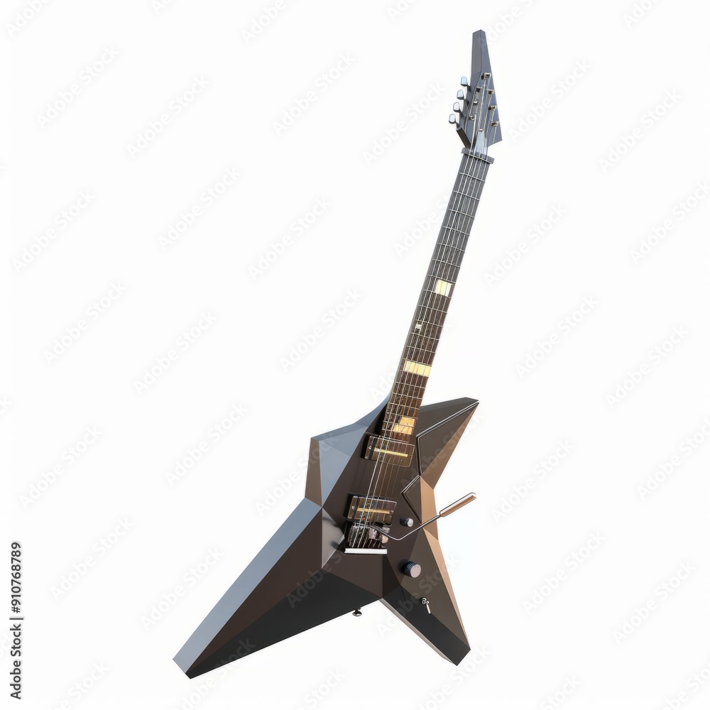 3D Render, Low Poly style of an electric bass guitar with a solid body ...