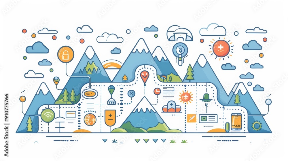 Cartoon vector customer journey map highlighting touchpoints and ...