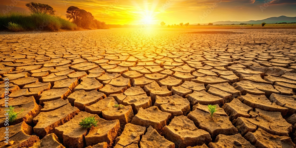 Dry soil with deep cracks caused by global warming, drought, climate ...