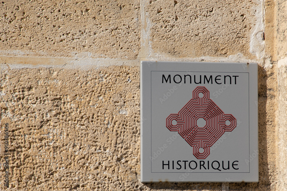Monument historique logo brand and sign text of label french on tourism ...