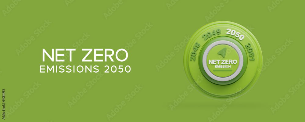 Net Zero emission 2050 concept designed by 3D. environmental carbon neutral. Carbon neutral ...