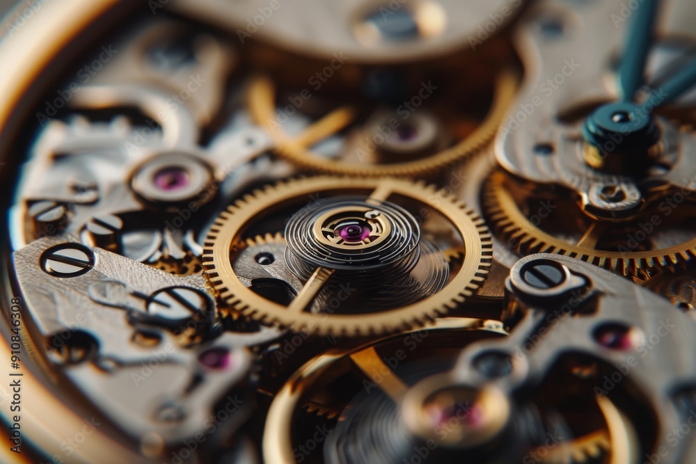 This close-up photo showcases the intricate details of a watch face ...