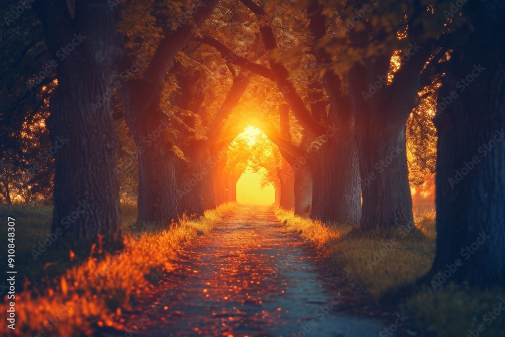 The sun shines brightly through the dense trees as it illuminates the ...