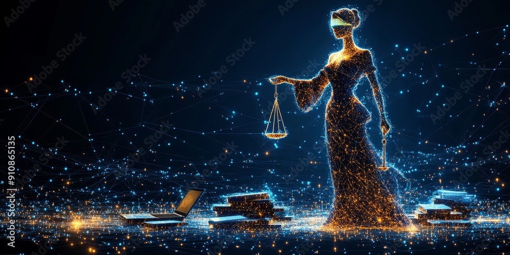 AI Judge Balancing Digital Justice: Futuristic Legal Concept with ...
