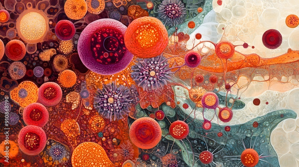 Collage artwork of anemia represented by various body cells ...