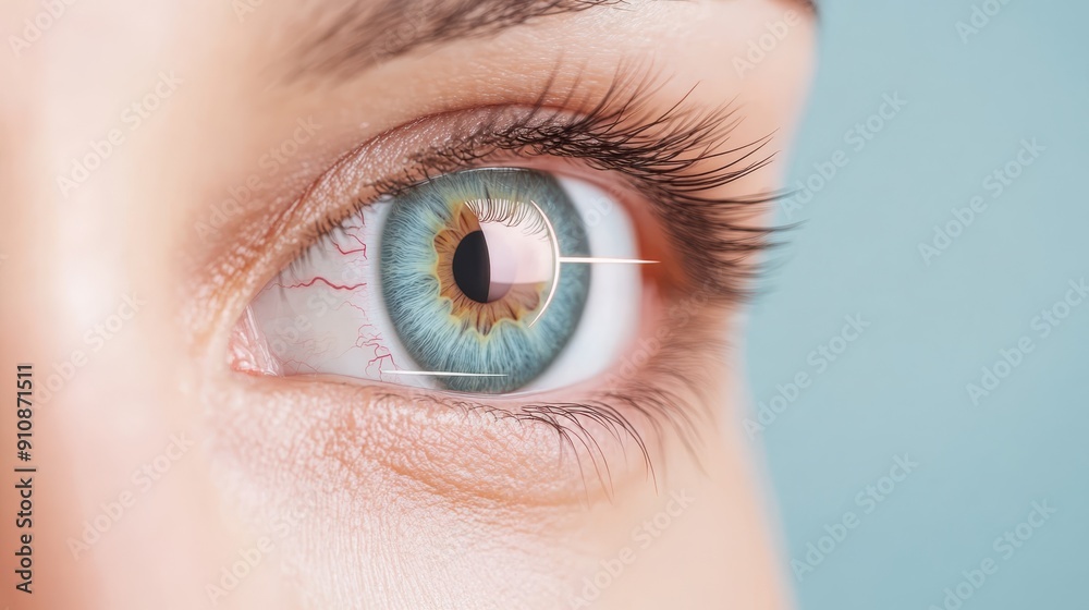 Human eye with diagram of eye strain pain Stock Illustration | Adobe Stock