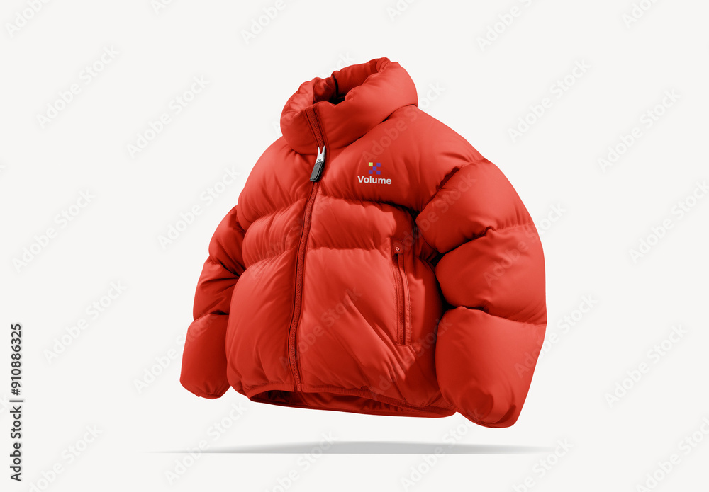 Apparel Puffer Jacket Mockup With Generative AI Stock Template | Adobe ...