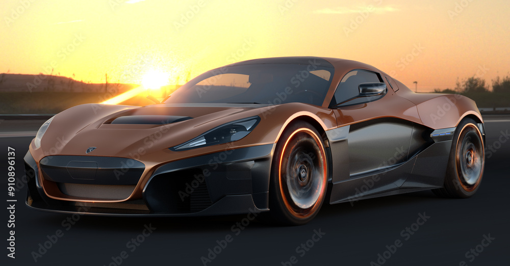 Rimac Nevera electric supercar on track Stock Photo | Adobe Stock