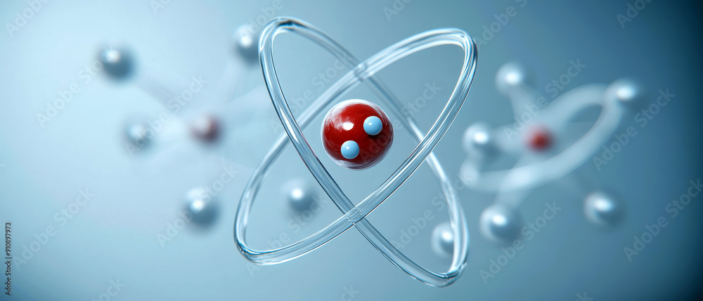 A stunning representation of an atom with protons, neutrons, and ...