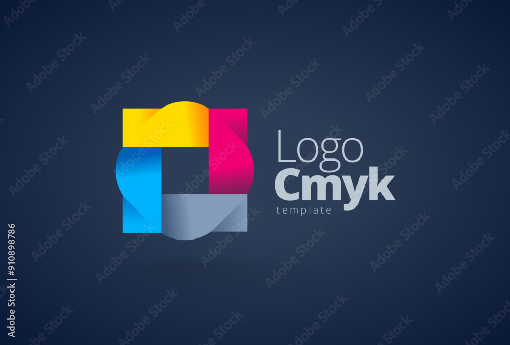 Logo CMYK color Print theme. Template design vector. Black background ...