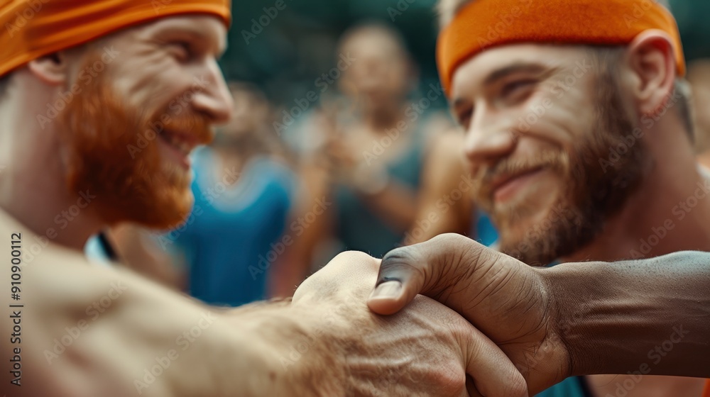 Diverse Basketball Players Shaking Hands In A Gym, Showing ...