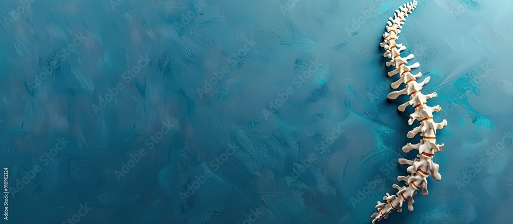 A human spine mockup is displayed on a blue background illustrating ...