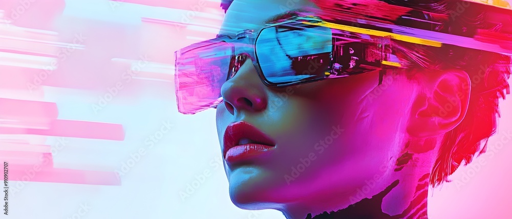 Captivating digital art piece showcasing glitch effects bright colors ...