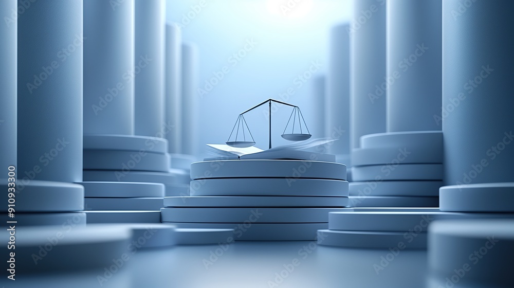Scales of Justice, a Classic Symbol of Law and Fairness on an Abstract ...
