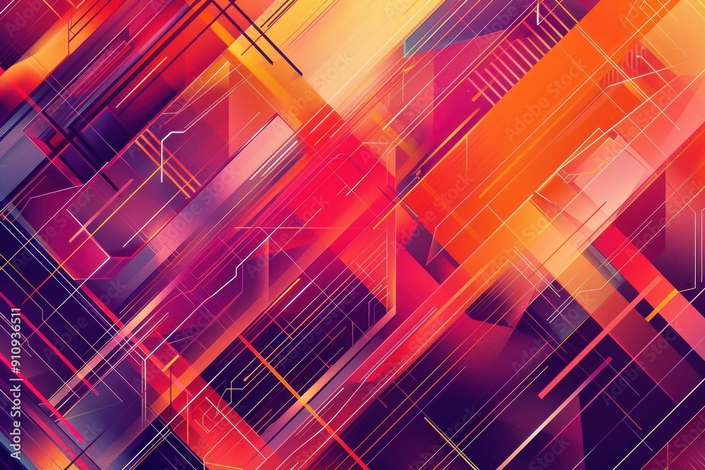 Fond numérique abstrait avec des formes géométriques et des dégradés ...