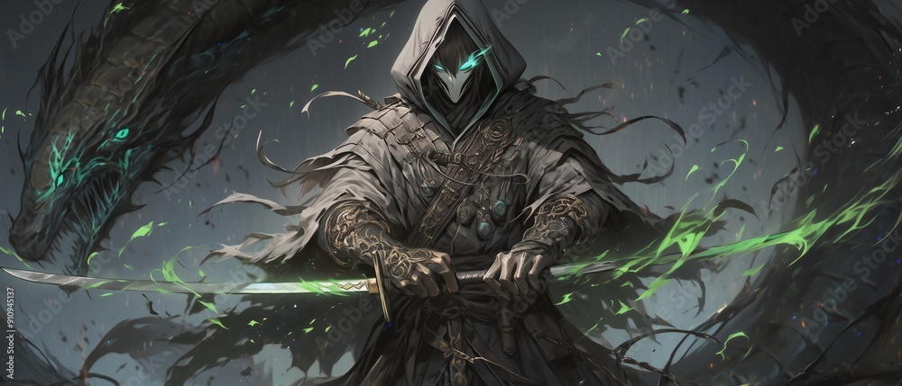 hyper realistic highly detailed eldritch death warlock with a black ...