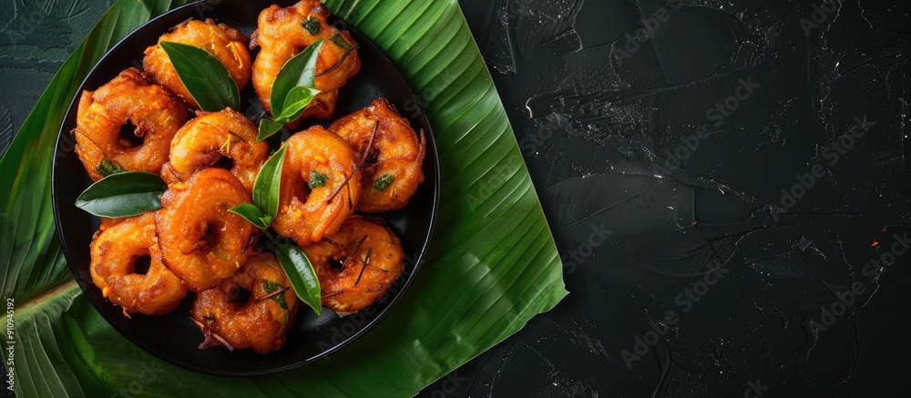 South Indian Parippu Vada Paruppu Vadai fried snacks presented on a ...