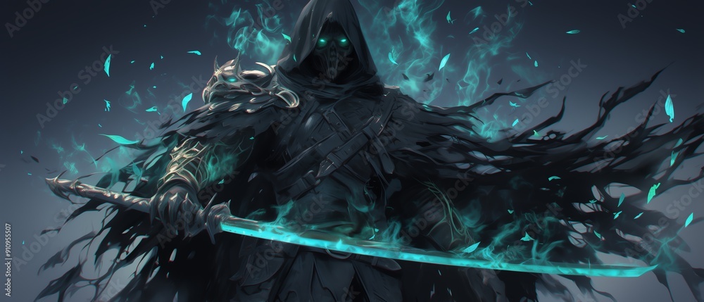 hyper realistic highly detailed eldritch death warlock with a black ...