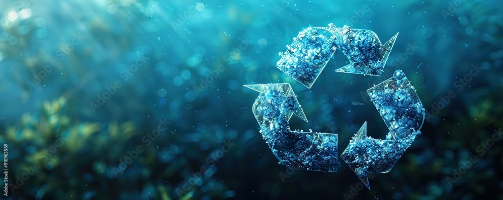 Recycle symbol made of water splashes in ocean ecosystem. Stock ...