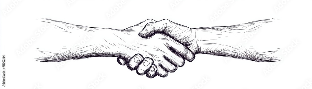 Minimalist line art of a corporate handshake, symbolizing a business ...