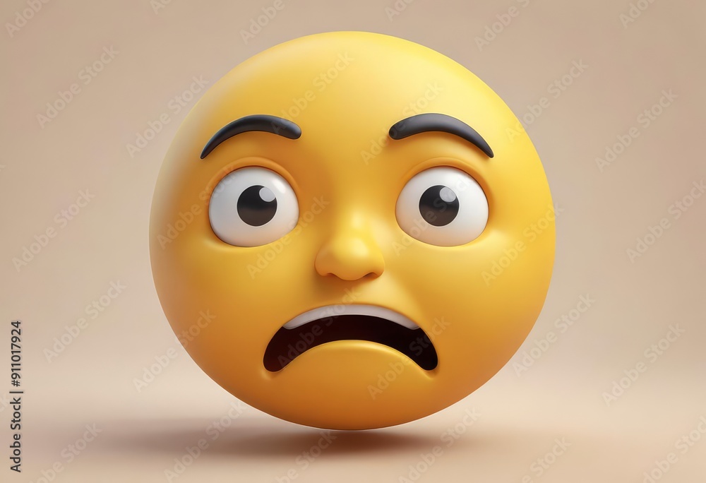 Three-dimensional thinking face emoji. Confused or contemplative face ...
