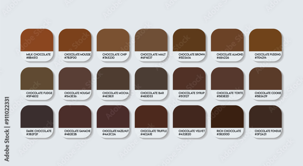 Chocolate Color Palette, Chocolate Color Guide Palette with Color Names ...