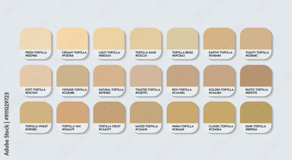 Tortilla Color Palette, Tortilla Color Guide Palette with Color Names ...