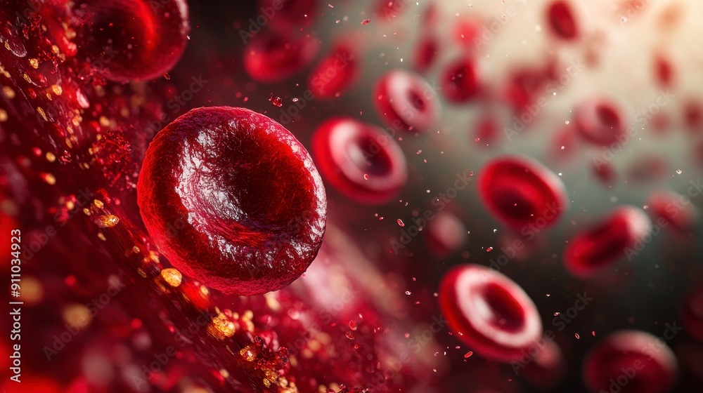 An illustration of sickle-shaped red blood cells mixed with normal red ...