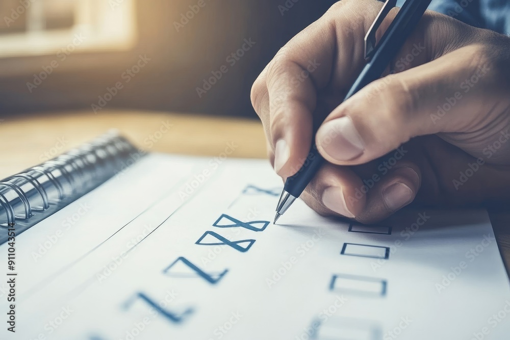 Hand marking off tasks on a digital checklist, symbolizing effective ...