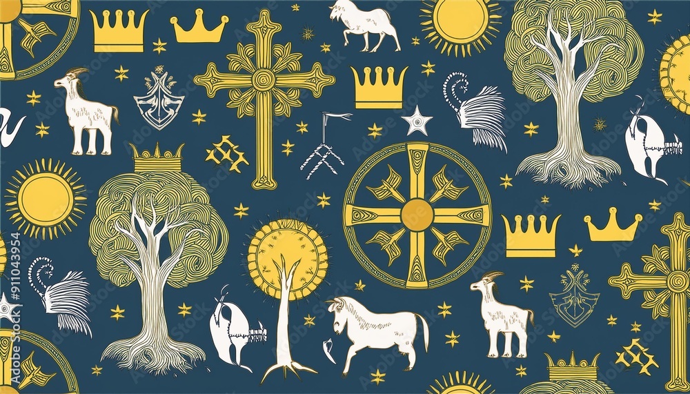 Medieval astrology seamless pattern. Ancient book vector illustration ...