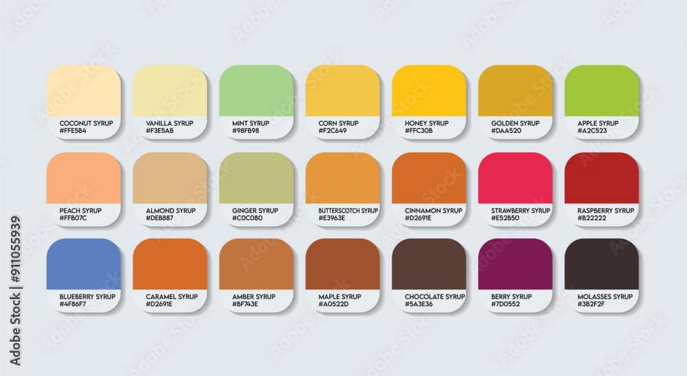 Syrup Color Palette, Syrup Color Guide Palette with Color Names ...