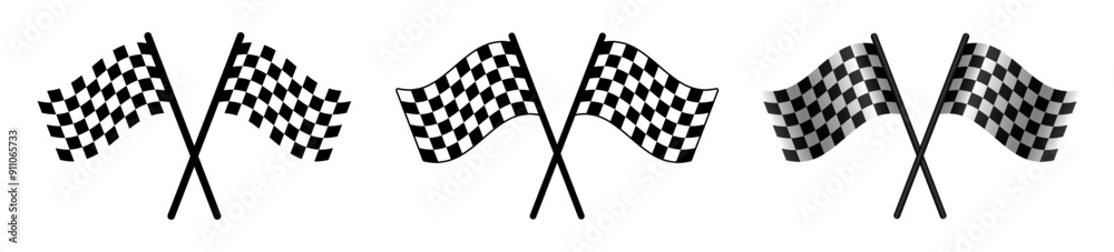 Two checkered racing flags with different styles, isolated on a ...