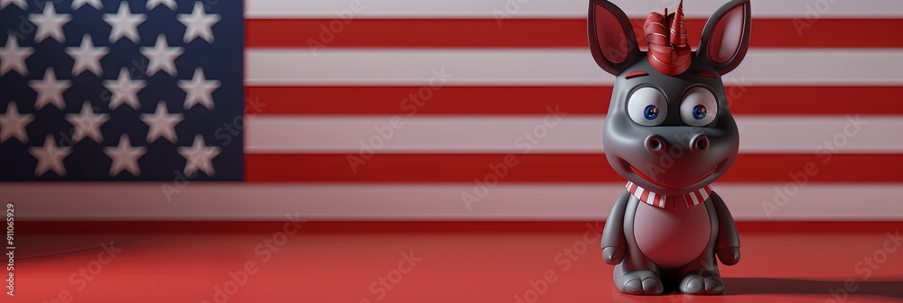 Cartoon kawaii donkey in front of american flag - liberal politics for ...