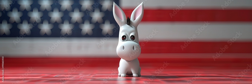 Cartoon kawaii donkey in front of american flag - liberal politics for ...