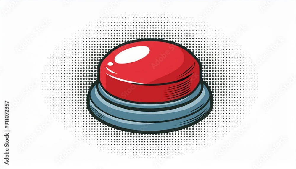 Panic red button pop art retro vector illustration. Isolated image on ...
