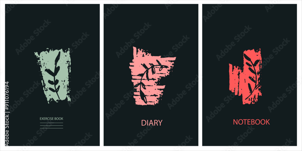 Set of cover page templates based on creative images. Cover or ...