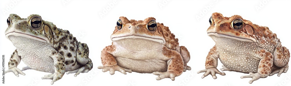 Flowing watercolour illustration of a common toad isolated on white ...