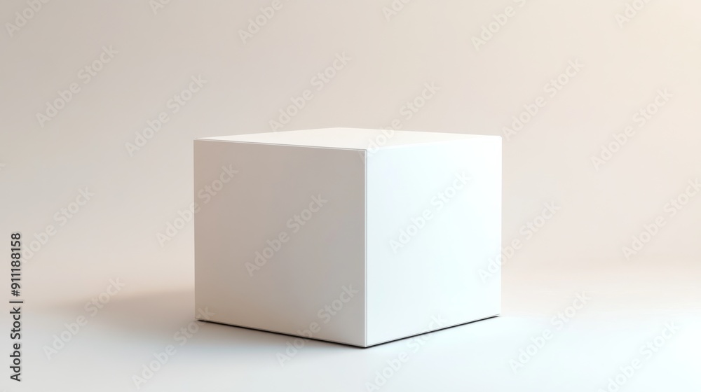 Studio photograph of a 3D box mockup under natural, diffused light on a ...